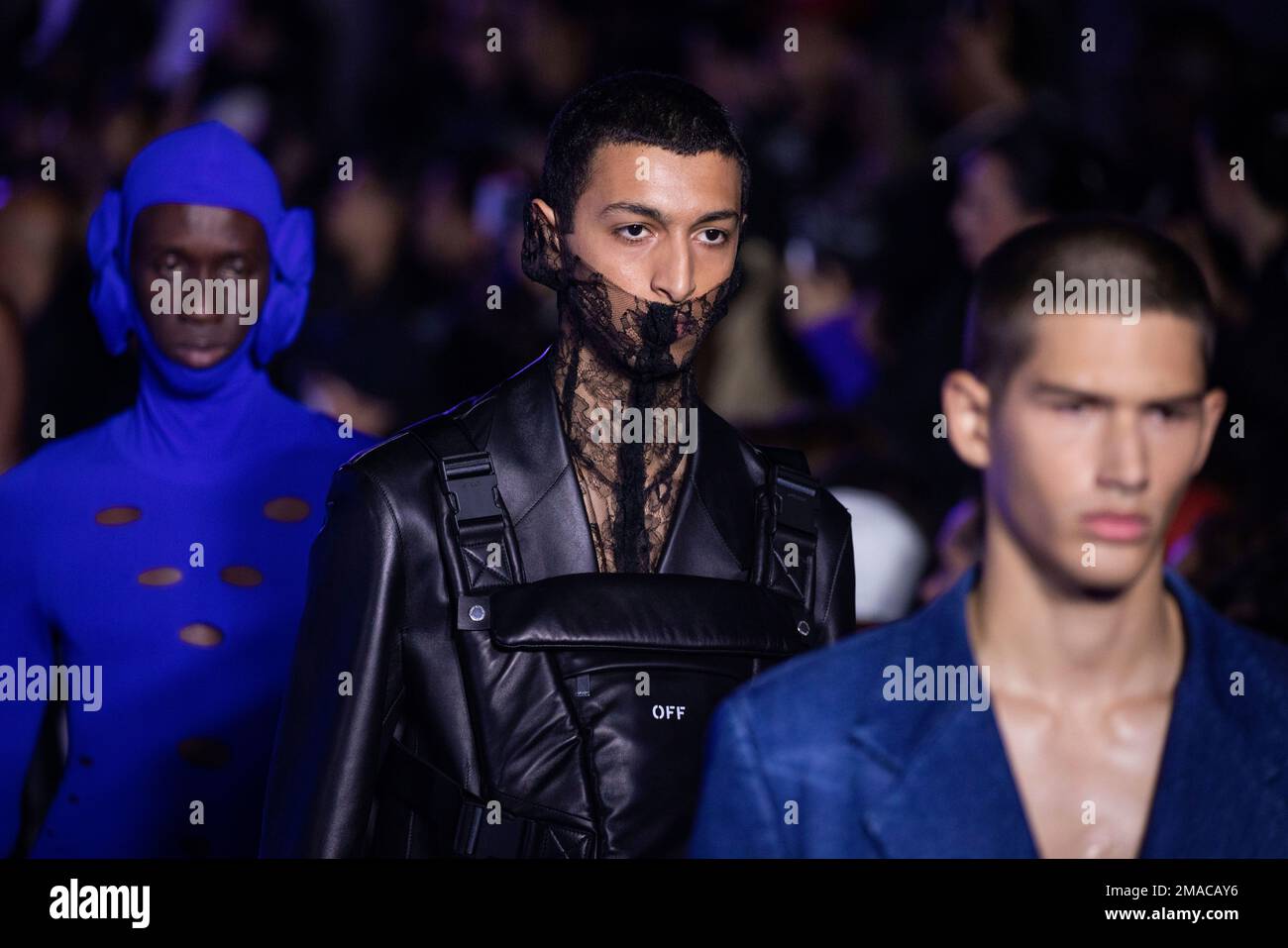 A model wears a creation for the Off-White ready-to-wear Spring/Summer ...