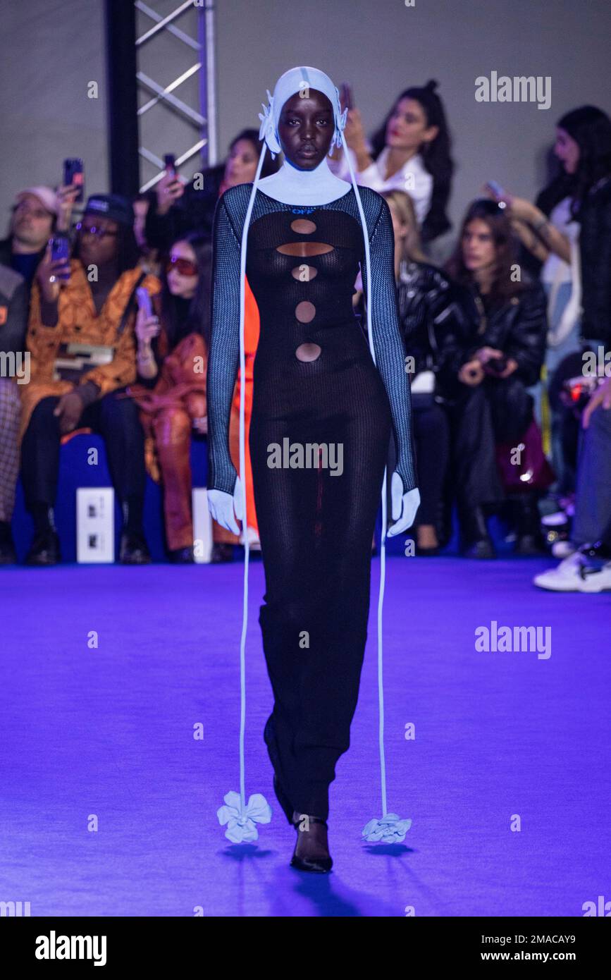 A model wears a creation for the Off-White ready-to-wear Spring/Summer ...