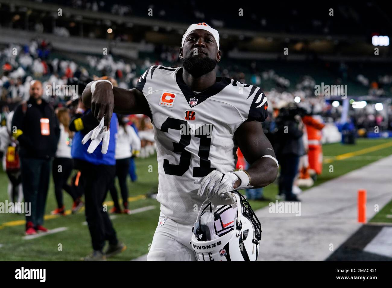 Cincinnati Bengals safety Michael Thomas (31) leaves the field after ...