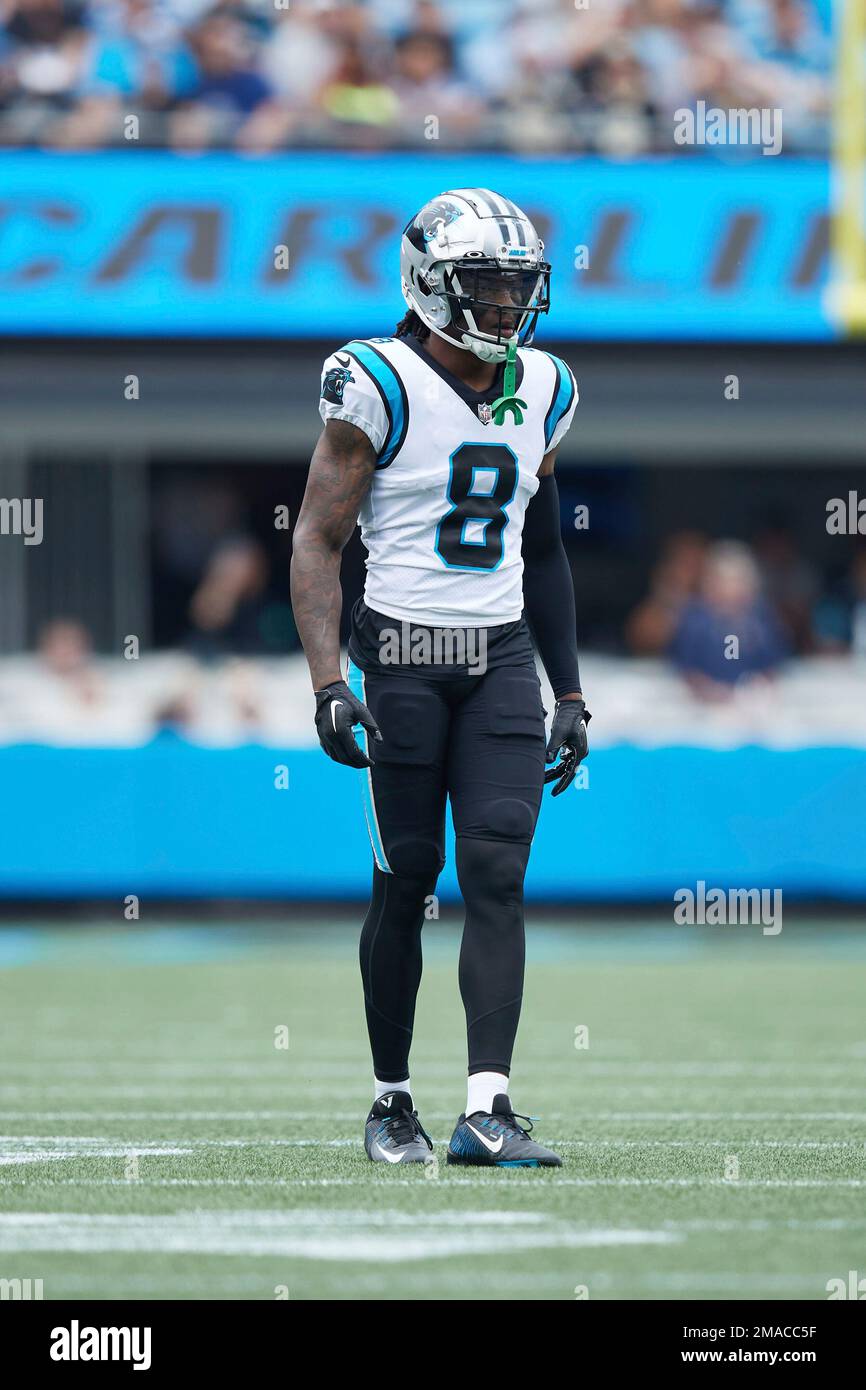 Carolina Panthers cornerback Jaycee Horn (8) lines up on defense during ...