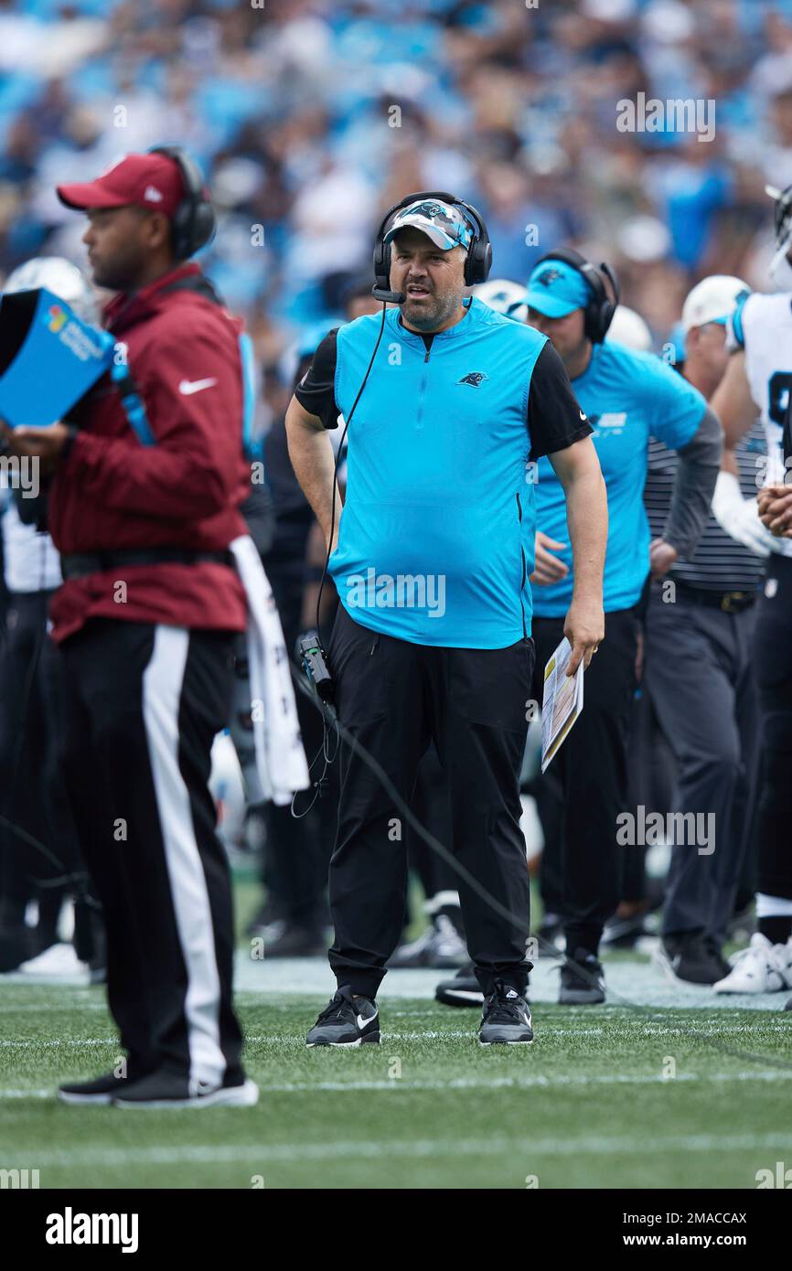 Carolina Panthers head coach Matt Rhule waits for a video review during ...
