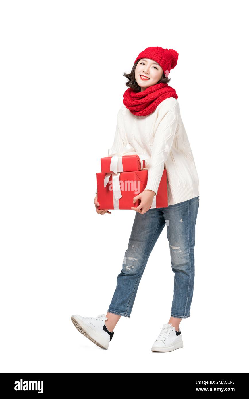 A young woman in the red hat Stock Photo - Alamy