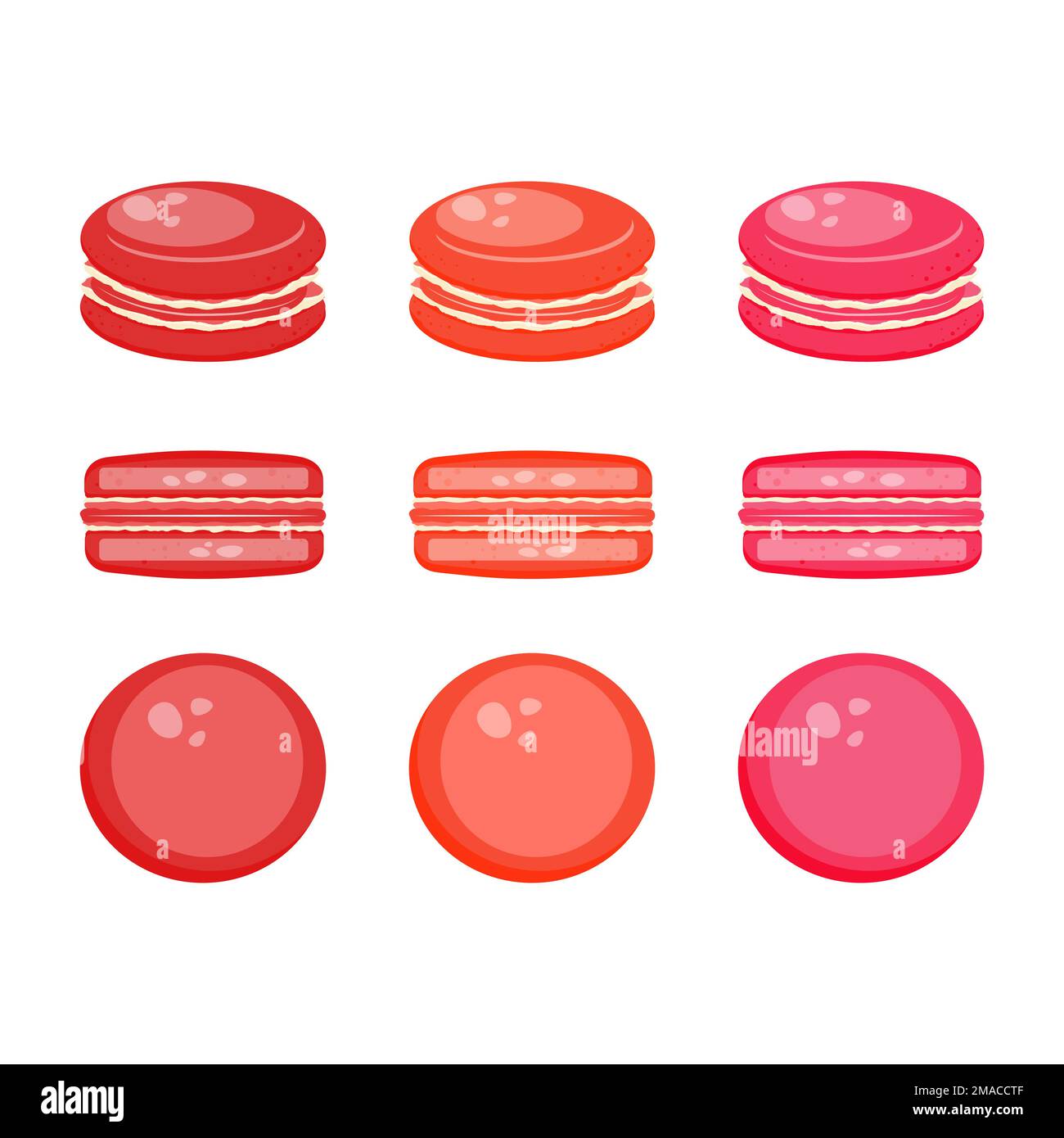 Set of pink red vector French macarons. Cafe, menu, restaurant Stock ...