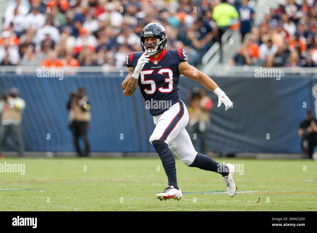 Houston Texans linebacker Blake Cashman (53) runs on the field during ...