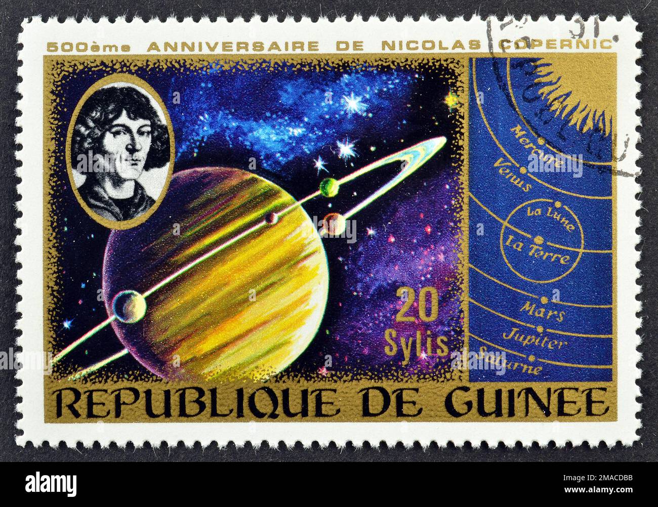 Cancelled postage stamp printed by Guinea, that shows Nicolas ...