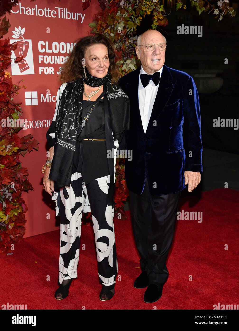Diane von Furstenberg, left, and Barry Diller attend the Clooney ...