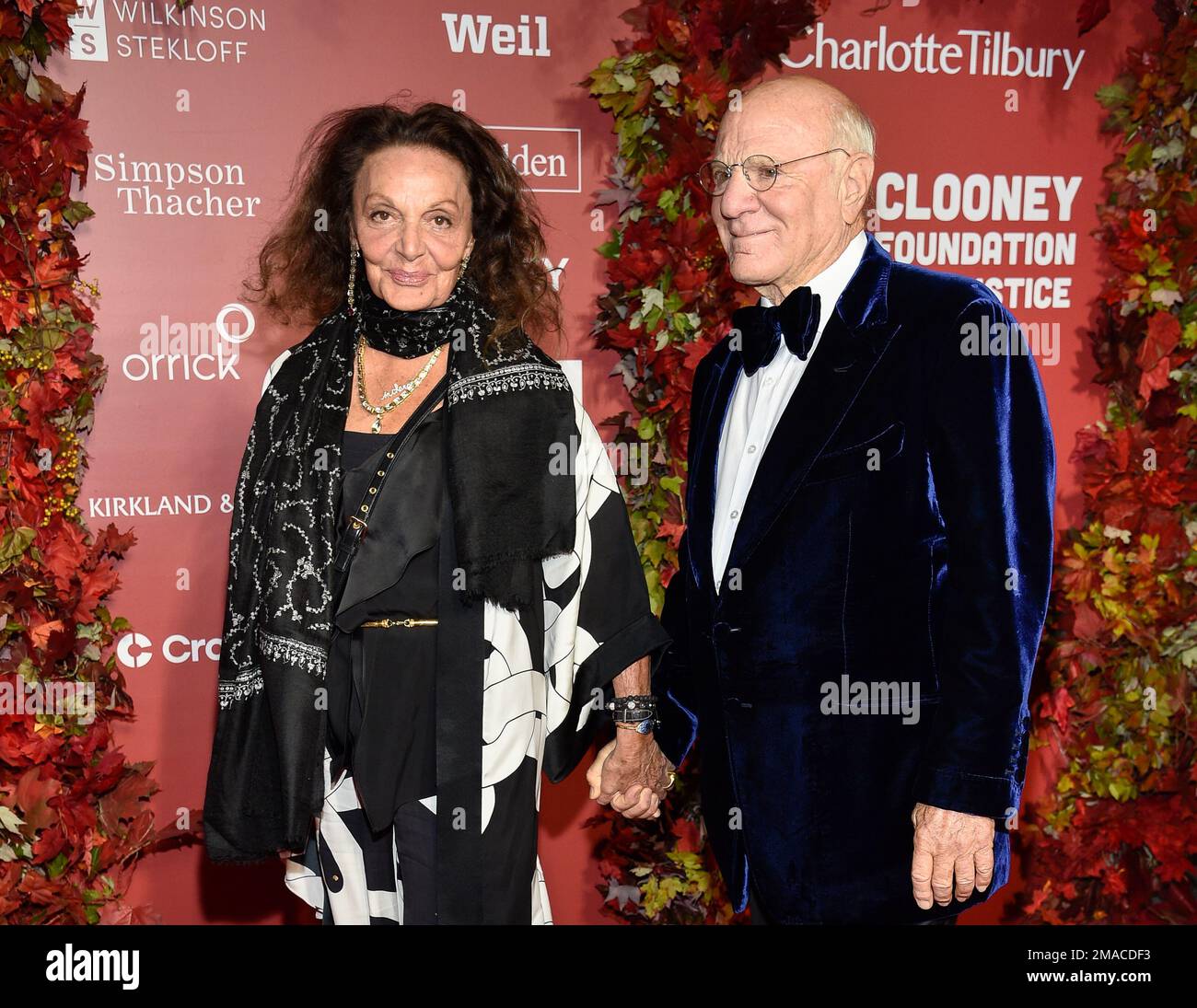 Diane von Furstenberg, left, and Barry Diller attend the Clooney ...