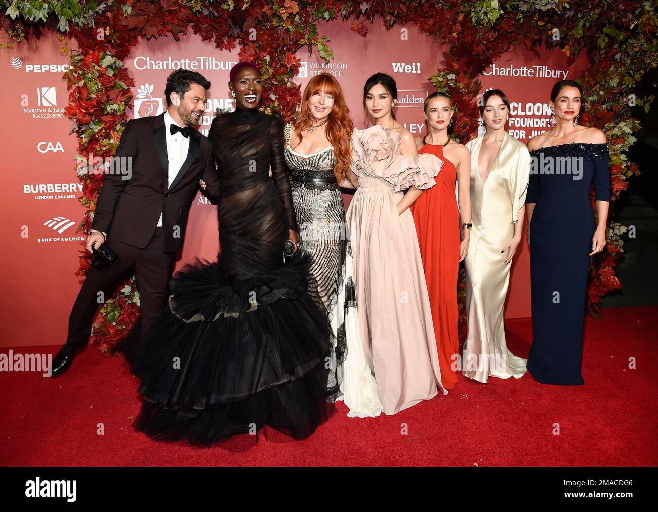 Dominic Cooper, left, Jodie Turner-Smith, Charlotte Tilbury, Gemma Chan ...