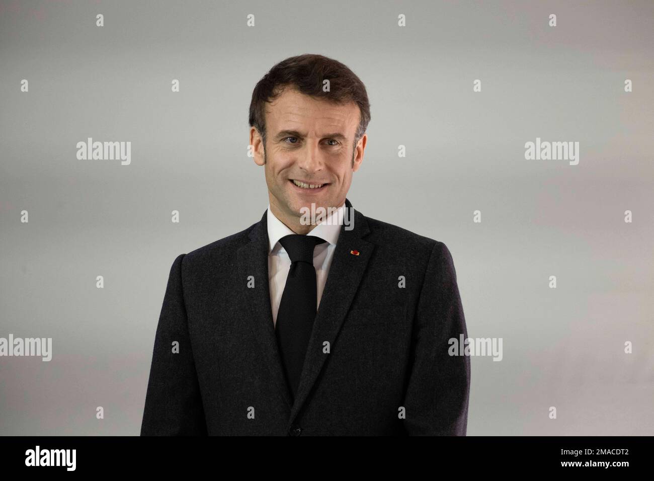 French President Emmanuel Macron before a press conference at Franco ...