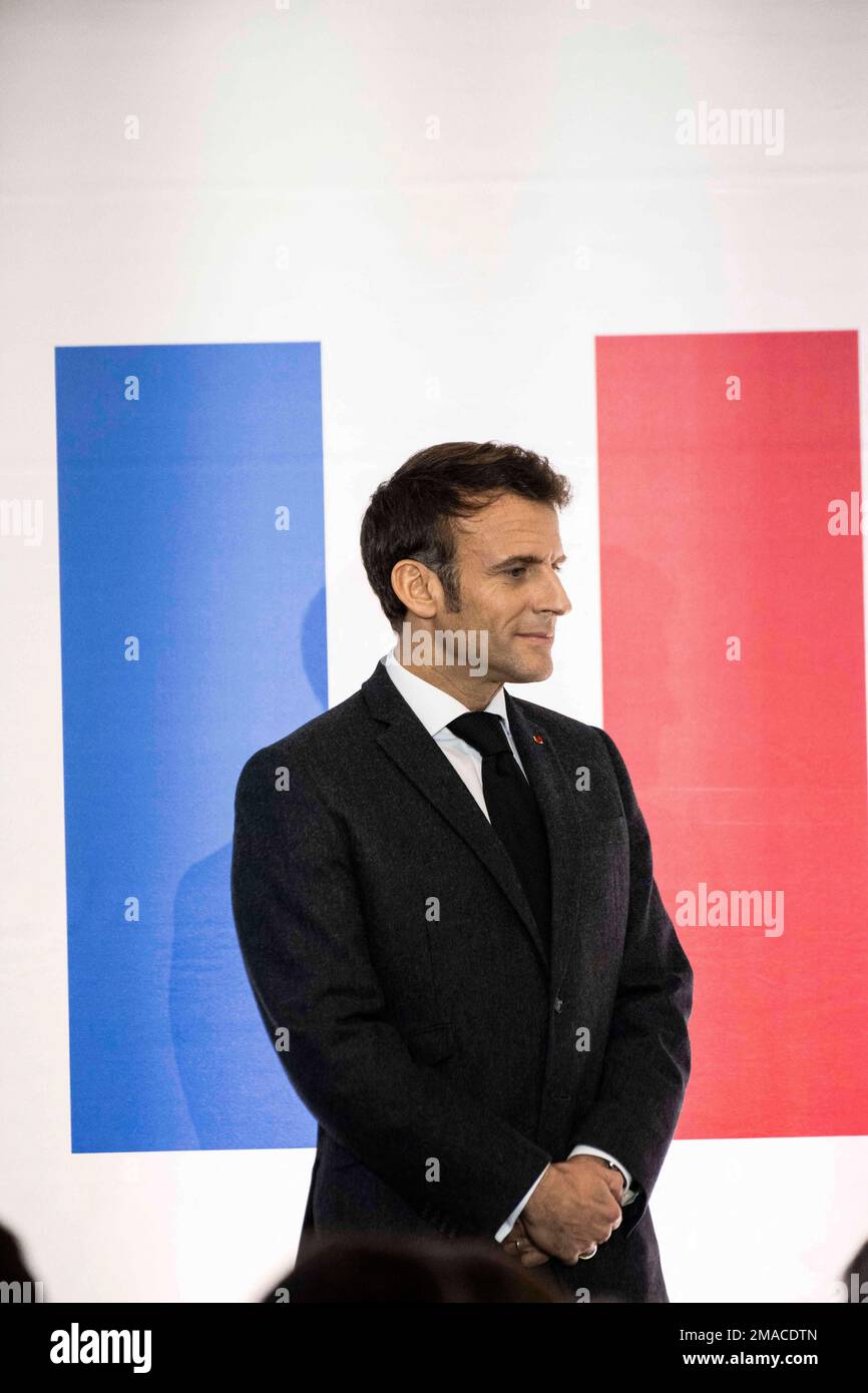 French President Emmanuel Macron before a press conference at Franco ...