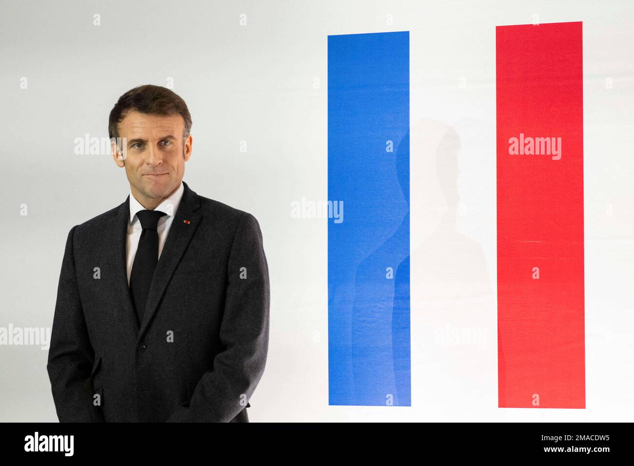 French President Emmanuel Macron before a press conference at Franco ...