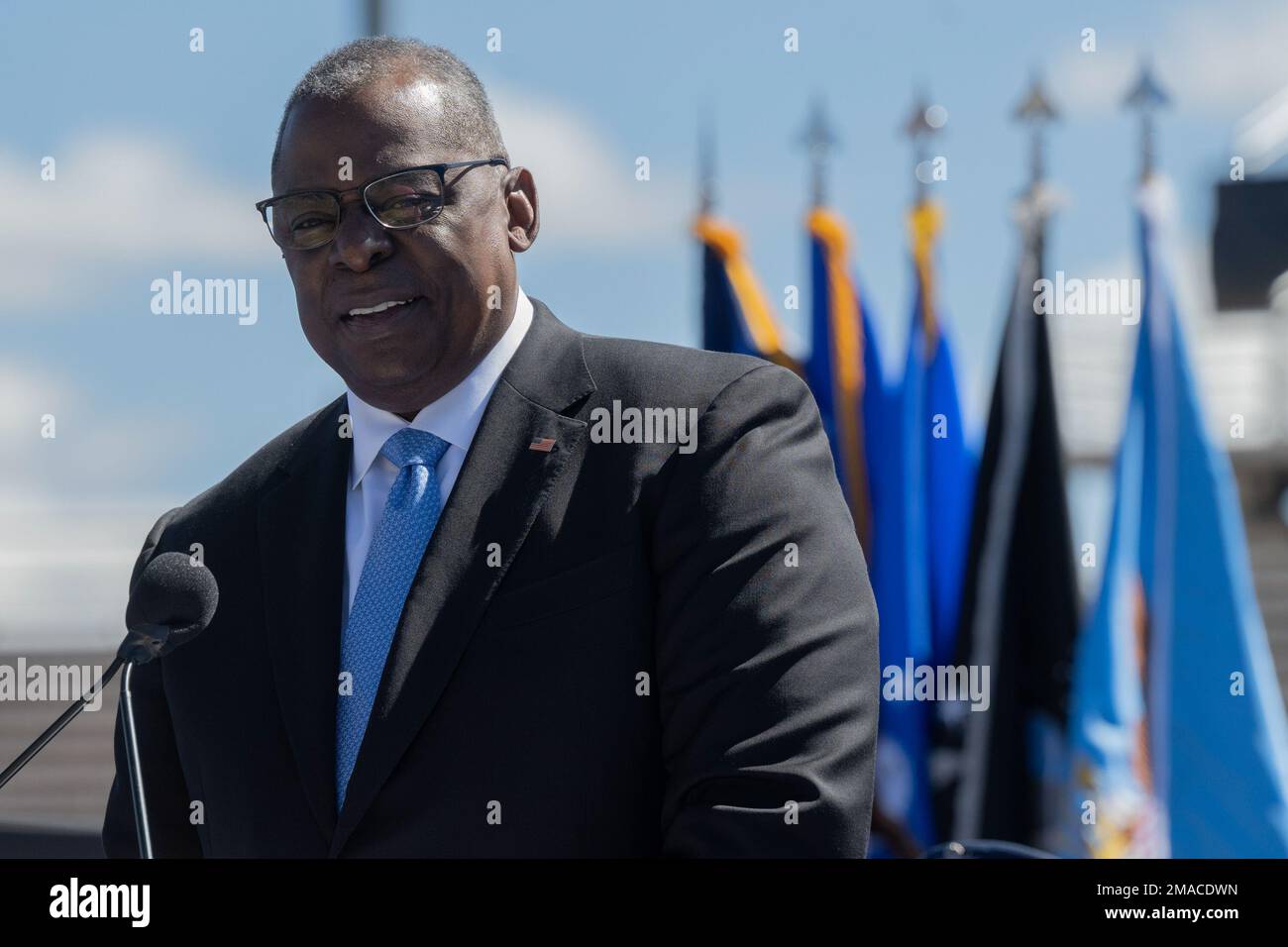 Secretary of Defense Lloyd J. Austin III delivers the keynote address ...