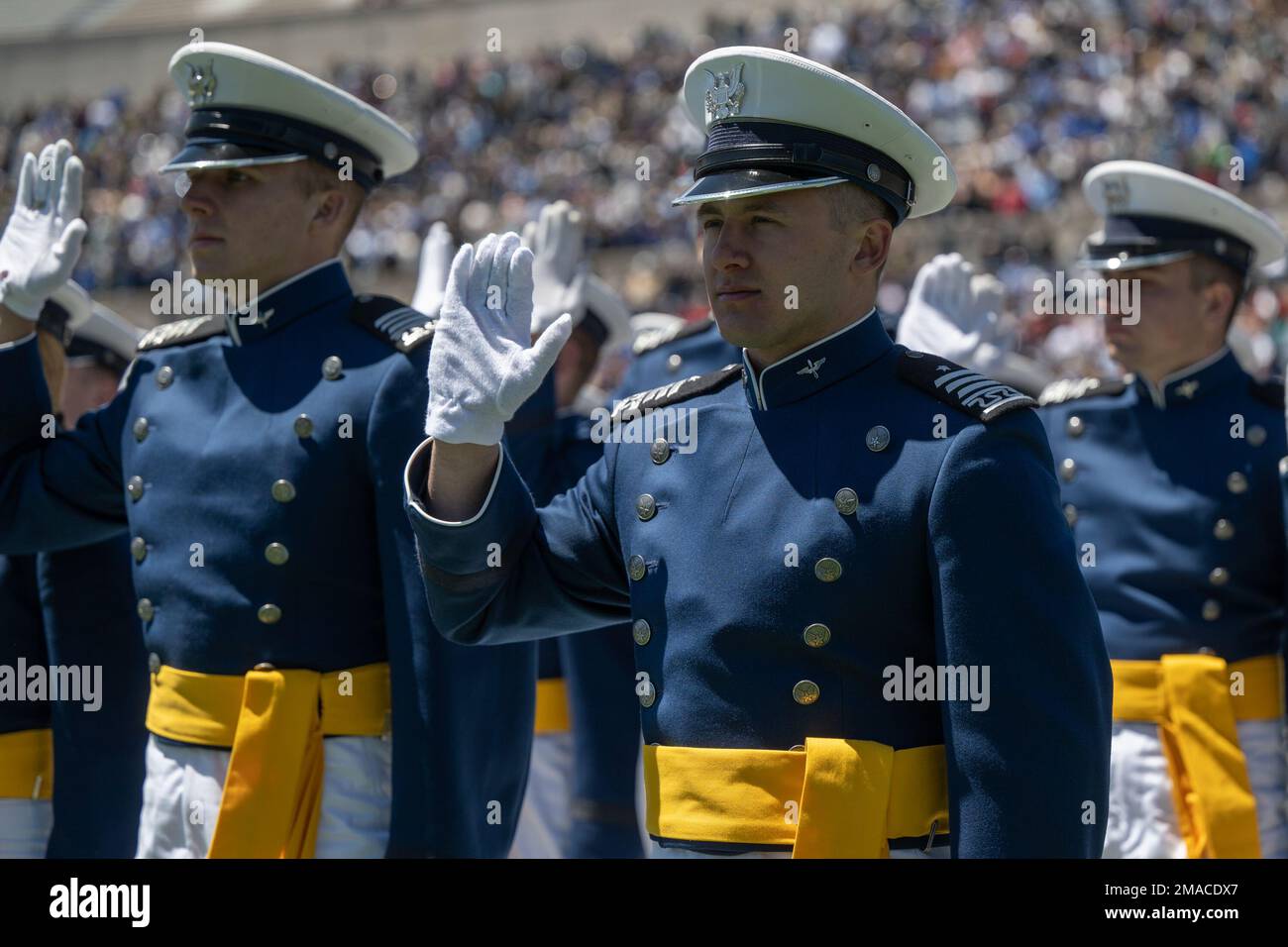 U.S. Air Force Academy cadets take the oath of office at their ...