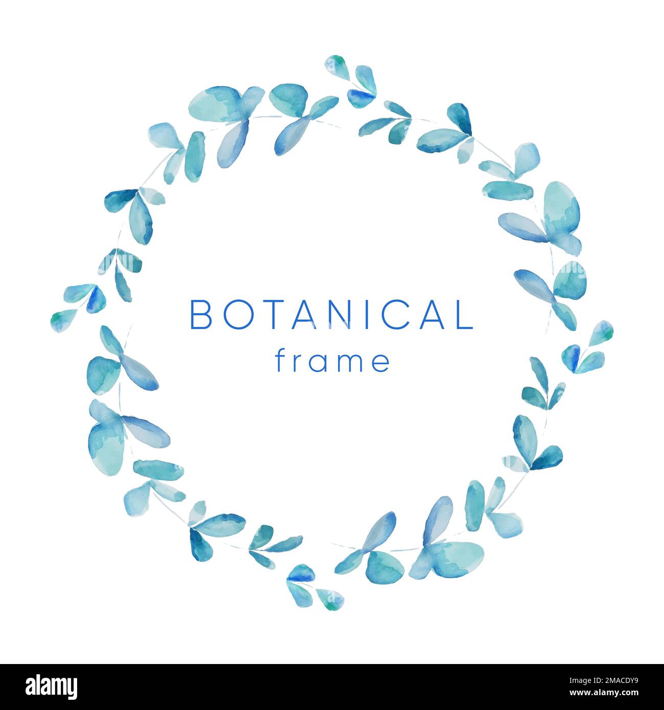 Botanical vector frame. Watercolor Hand painted branches on white ...