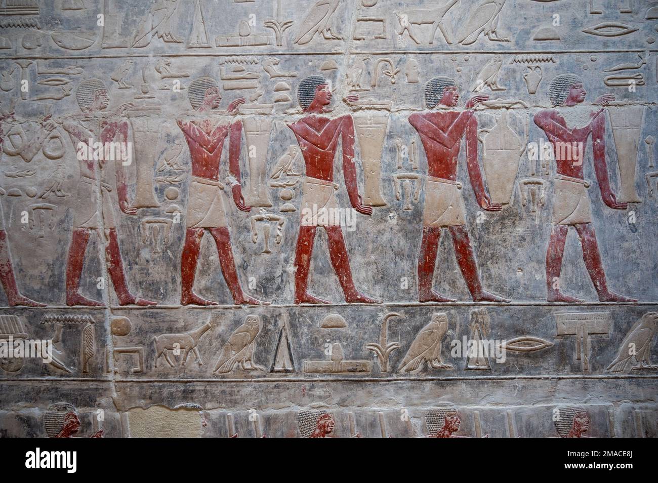 Painted relief scene, Saqqara mastaba, Cairo, Egypt Stock Photo - Alamy
