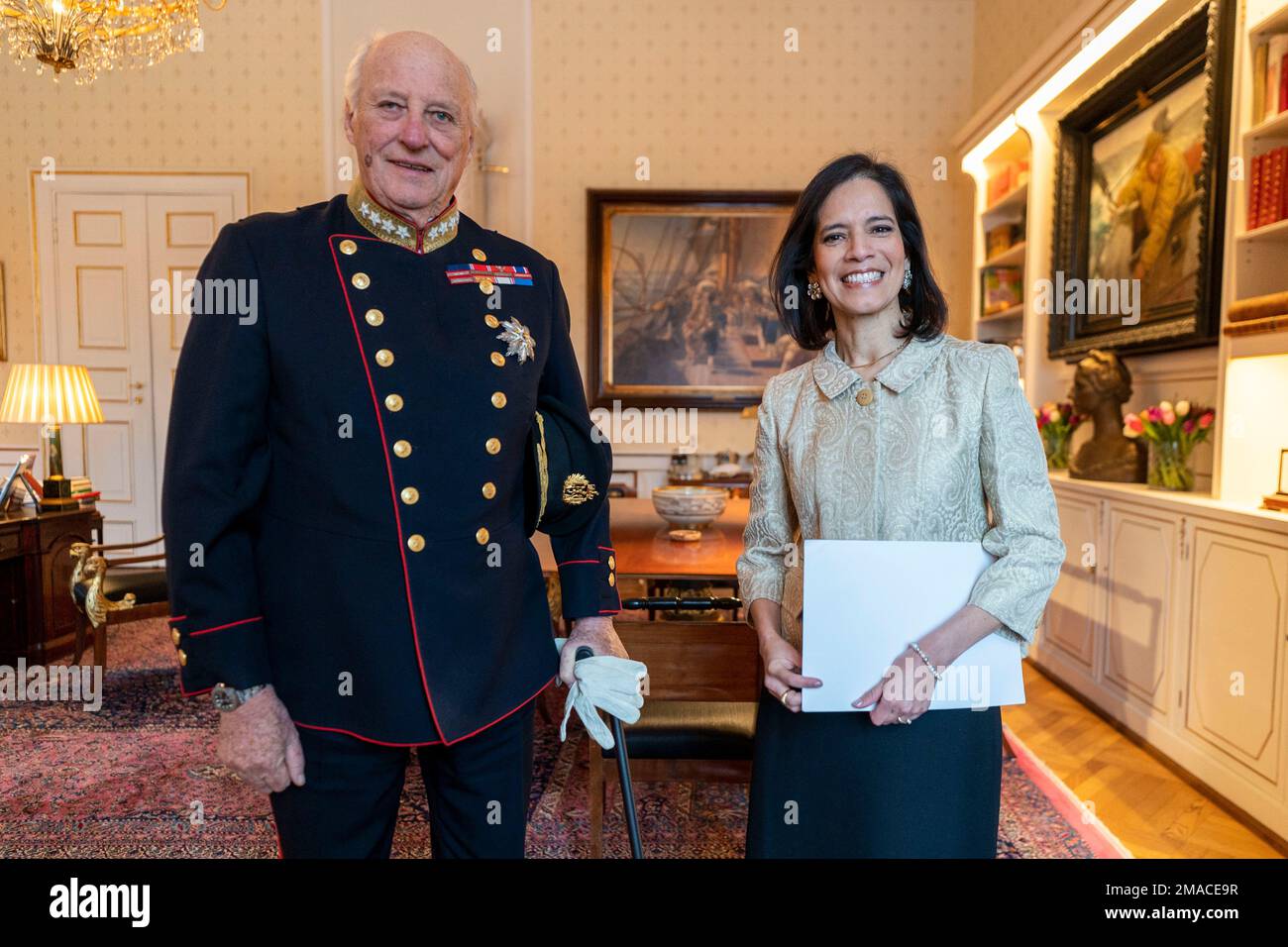 Oslo 20230119.King Harald receives El Salvador's new ambassador Claudia ...
