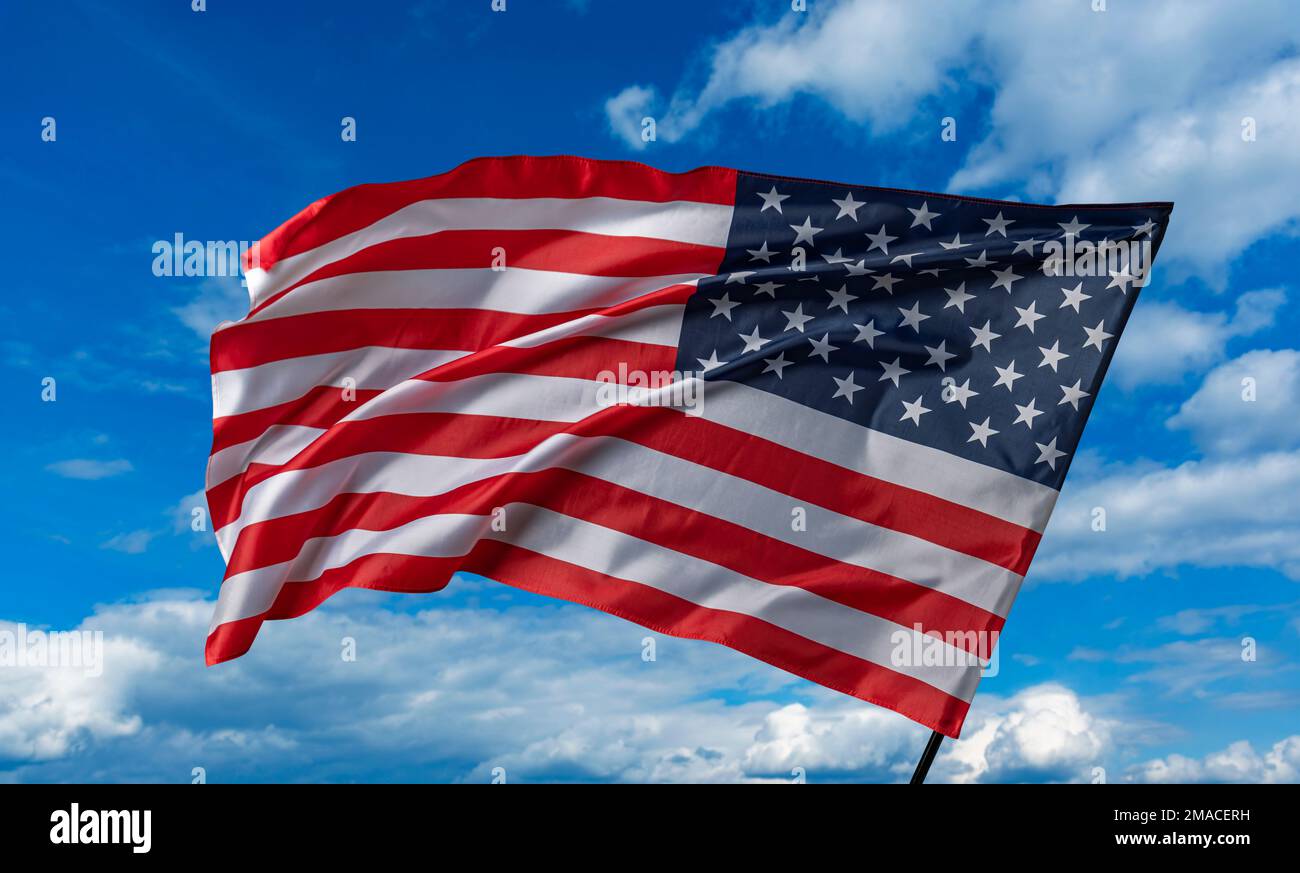 American flag on the blue sky Stock Photo - Alamy