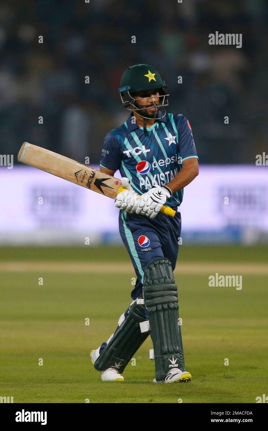 Pakistan's Mohammad Haris reacts as he walks off the field after losing ...