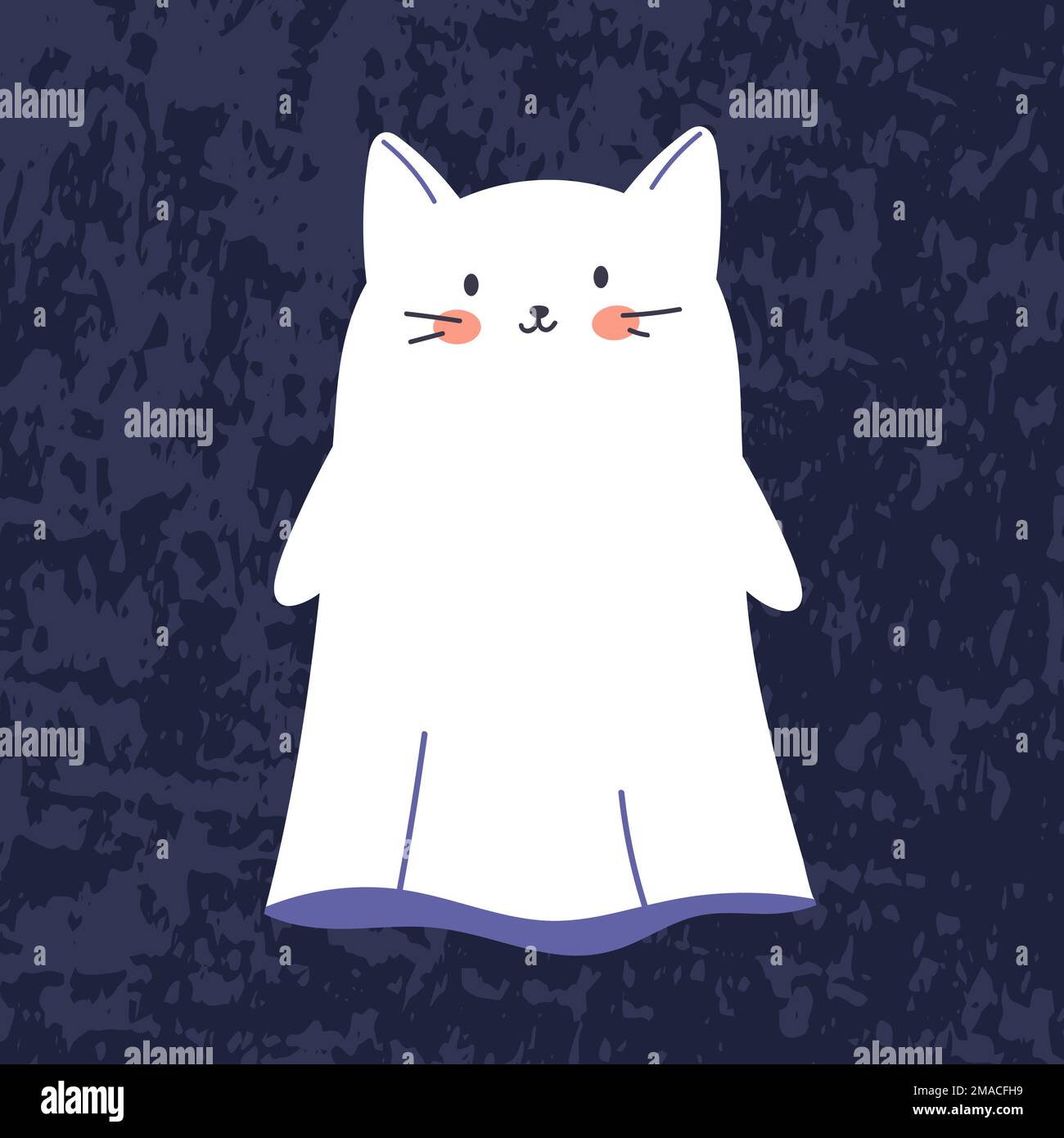 Funny Halloween ghost in cat costume. Happy spooky creepy phantom with ...