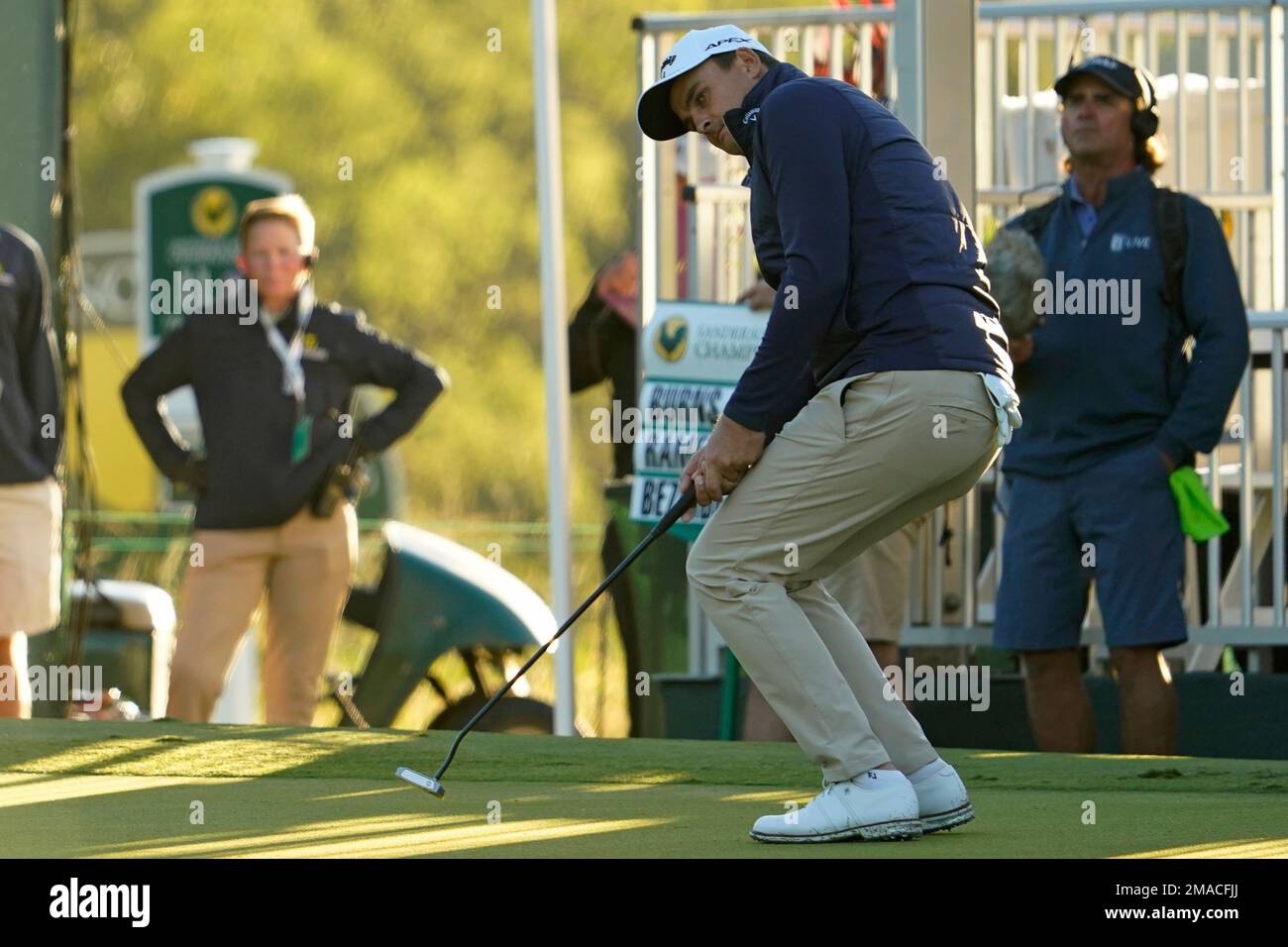 Christiaan Bezuidenhout, of South Africa, watches his putt on the 10th ...