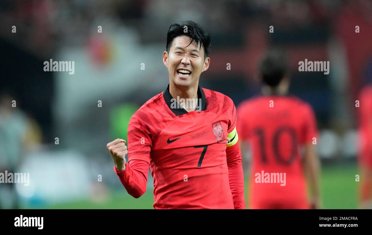 South Korea's Son Heung-min celebrates after scoring his side's opening ...