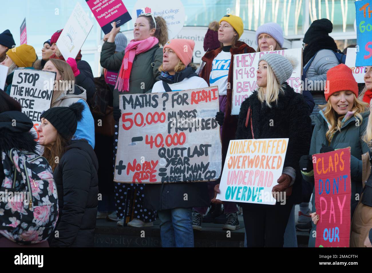 January 19th 2023. Striking nurses on the picket line at UCLH, London ...