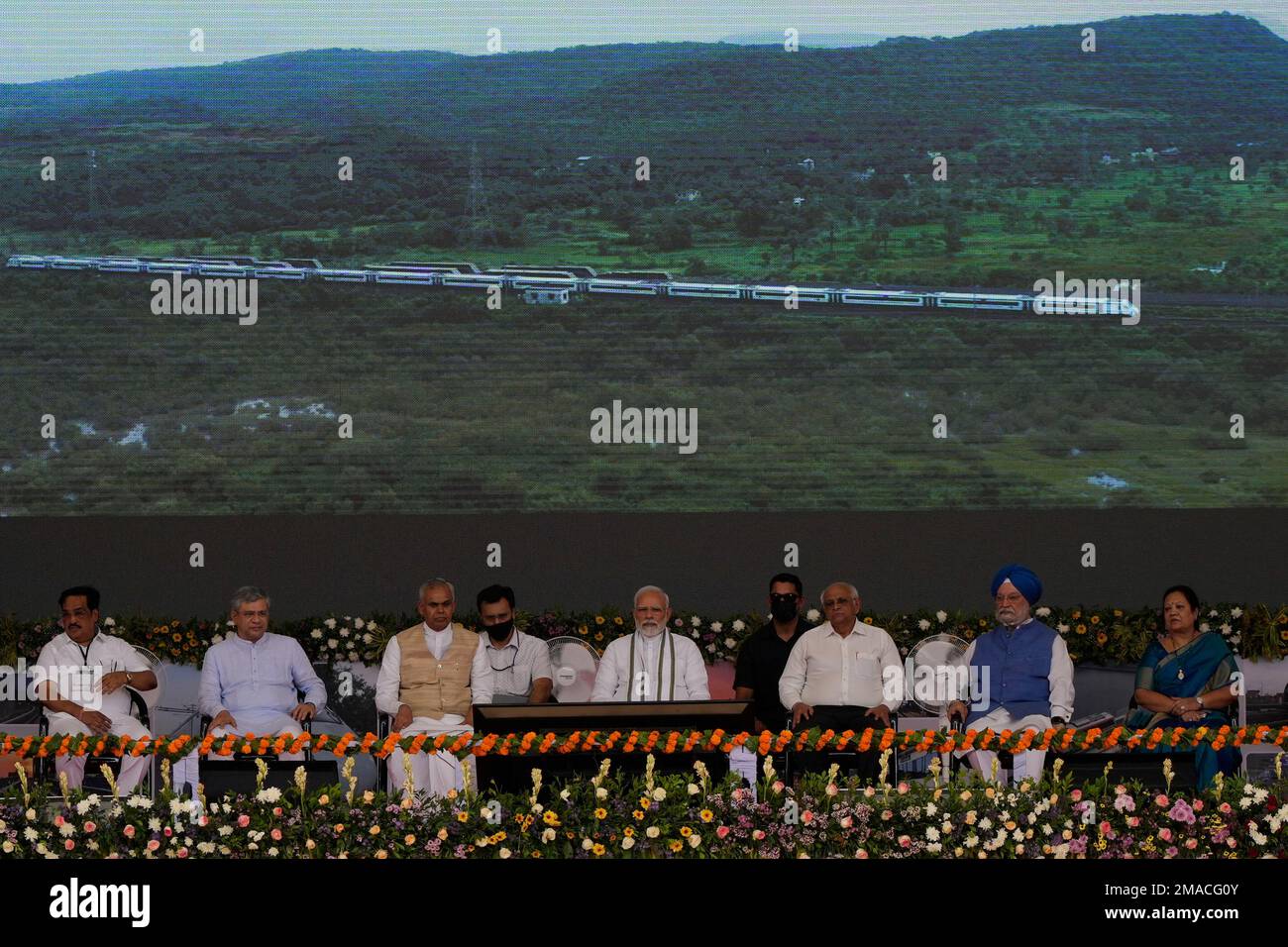 Indian Prime Minister Narendra Modi attends the flagging off of Vande ...