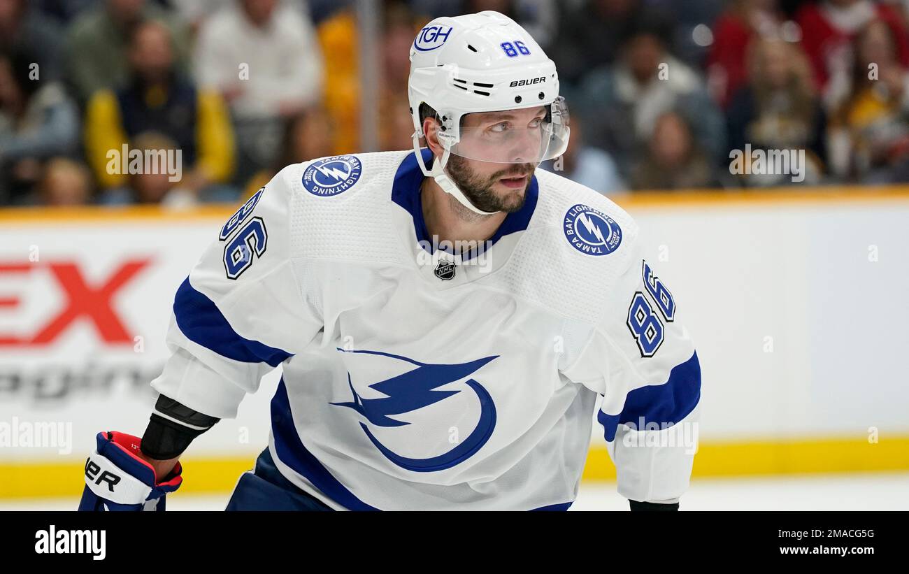 Tampa Bay Lightning right wing Nikita Kucherov plays against the ...