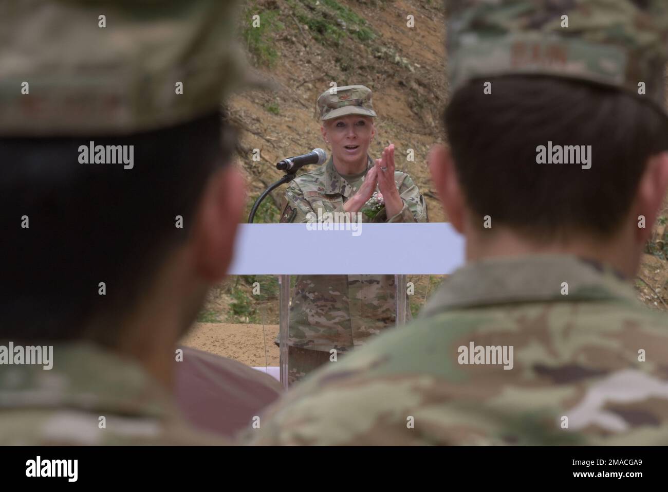 Col. Elizabeth Eychner, 51st Mission Support Group commander, applauds ...
