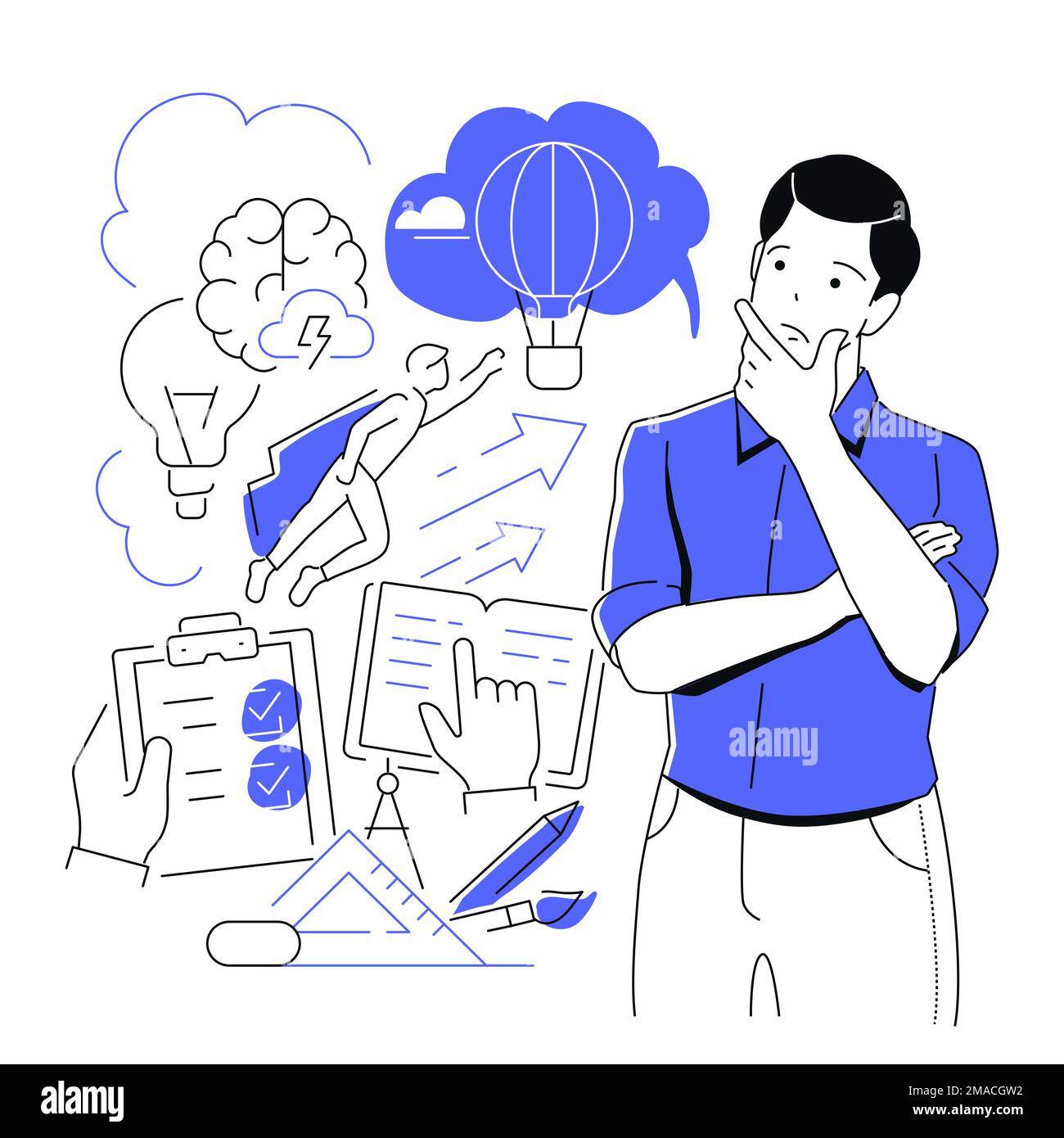 Career challenges - modern colorful line design style illustration ...