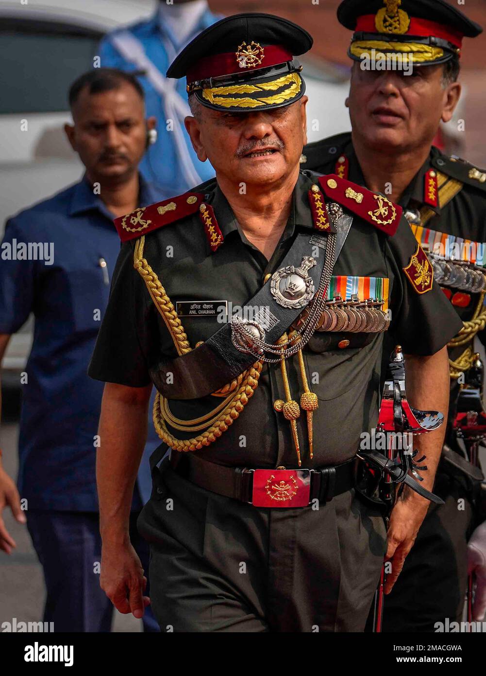 Newly appointed Chief of Defense Staff (CDS) Lt. General Anil Chauhan arrives for a joint ...