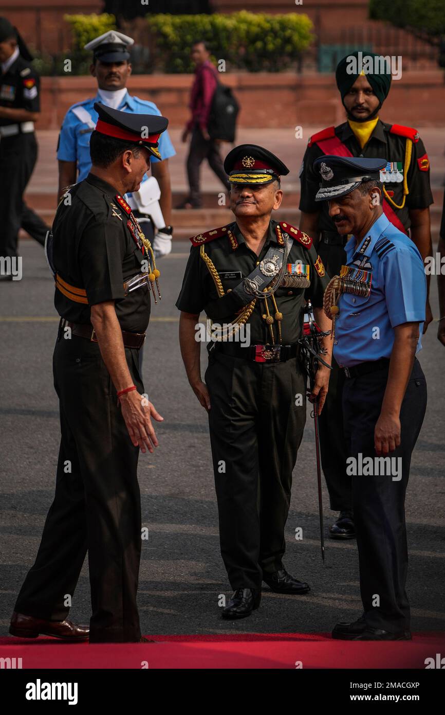 Newly appointed Chief of Defense Staff (CDS) Lt. General Anil Chauhan arrives for a joint ...