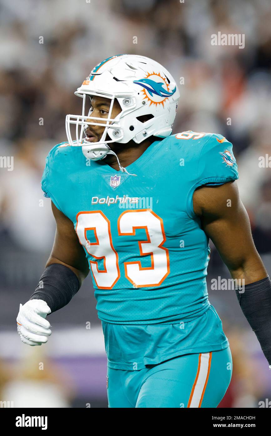 Miami Dolphins linebacker Trey Flowers (93) during an NFL football game ...