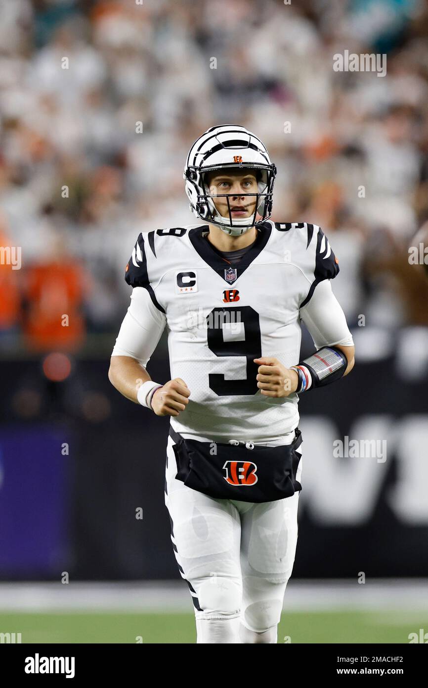 Cincinnati Bengals quarterback Joe Burrow (9) during an NFL football ...