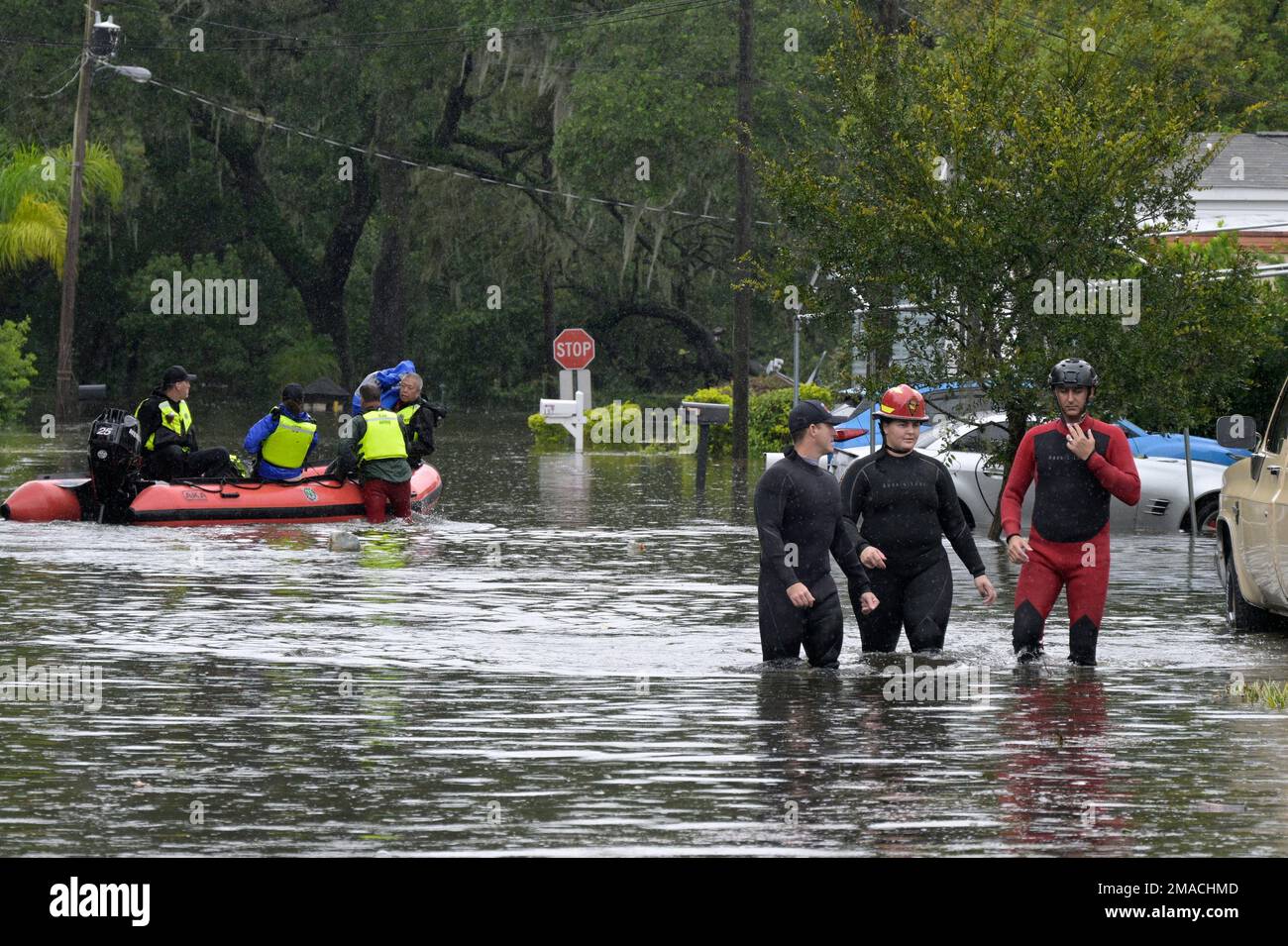 First responders with Orange County Fire Rescue make their way through ...