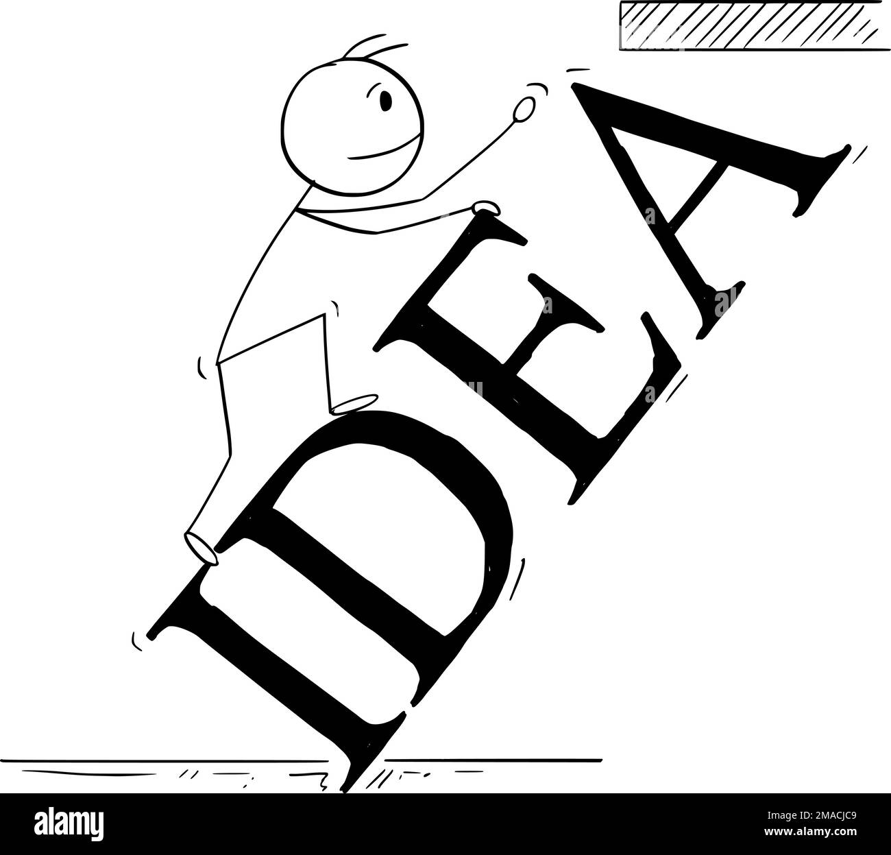 Person or Businessman Climbing on Idea World, Vector Cartoon Stick ...