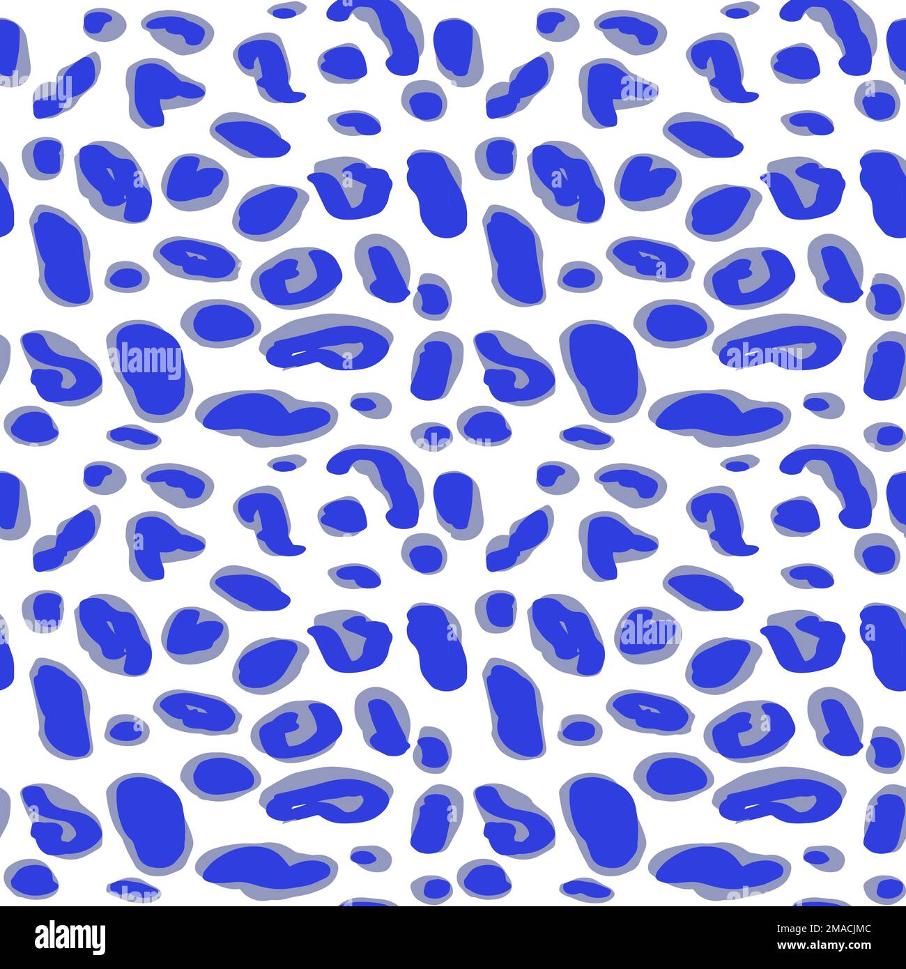 Vector seamless blue leopard pattern, black and blue spots on a white ...