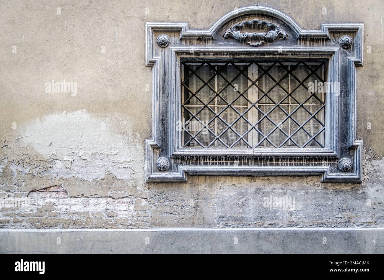 A closeup of a beautiful old grungy medieval stone window frame Stock ...