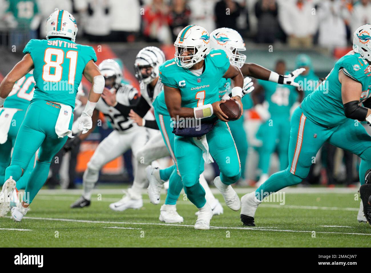 Miami Dolphins quarterback Tua Tagovailoa (1) in action during the ...