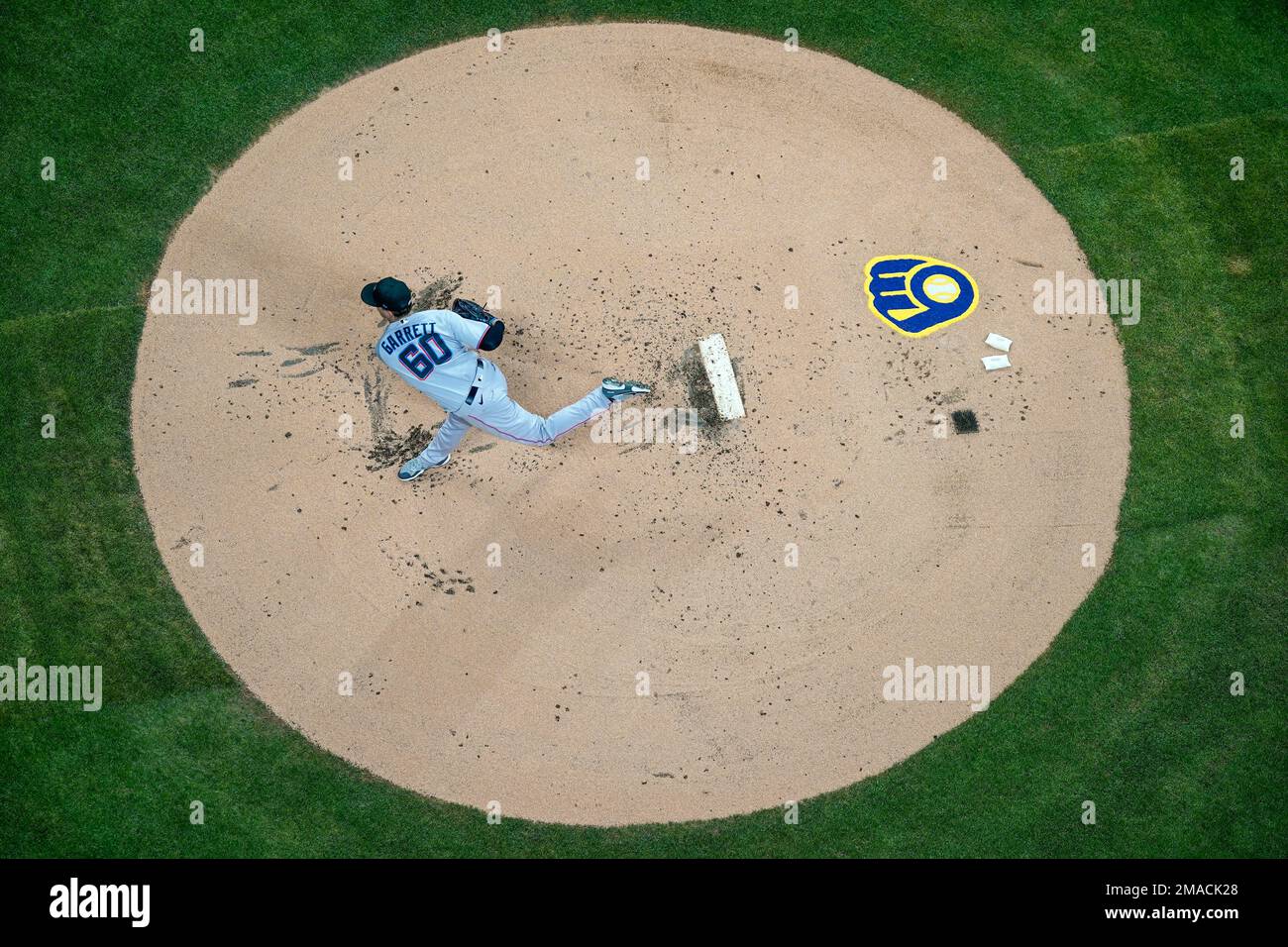 Miami Marlins starting pitcher Braxton Garrett throws during the first ...