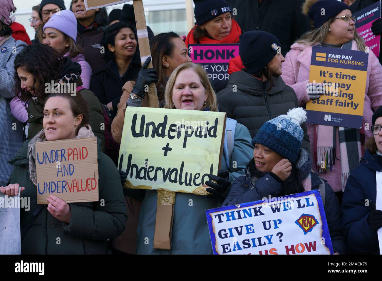 January 19th 2023. Striking nurses on the picket line at UCLH, London ...
