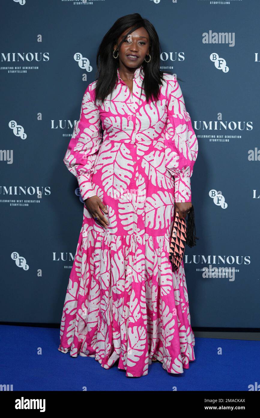 Nana Mensah poses for photographers on arrival at the 'BFI Luminous ...