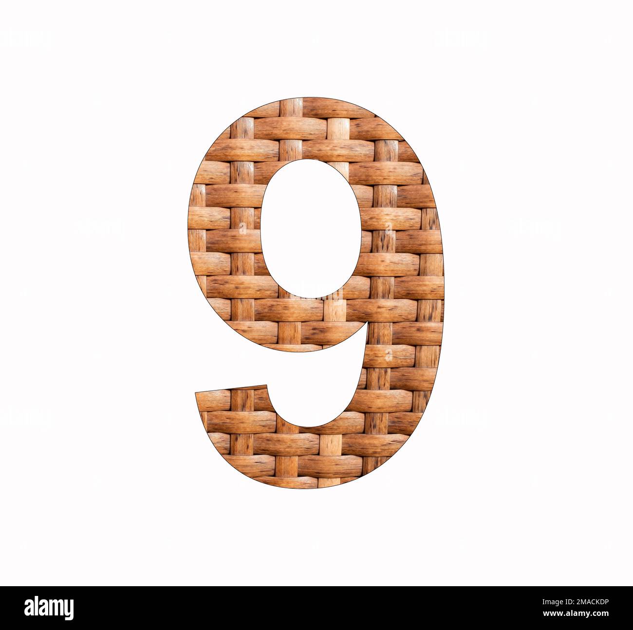 Number 9 (nine) - Natural rattan background Stock Photo - Alamy