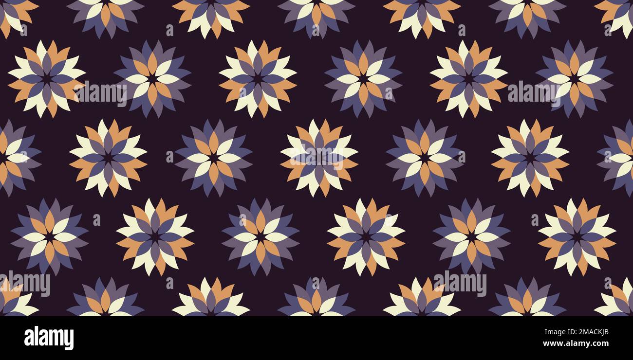 70s retro vintage flowers seamless pattern. Trendy floral design ...