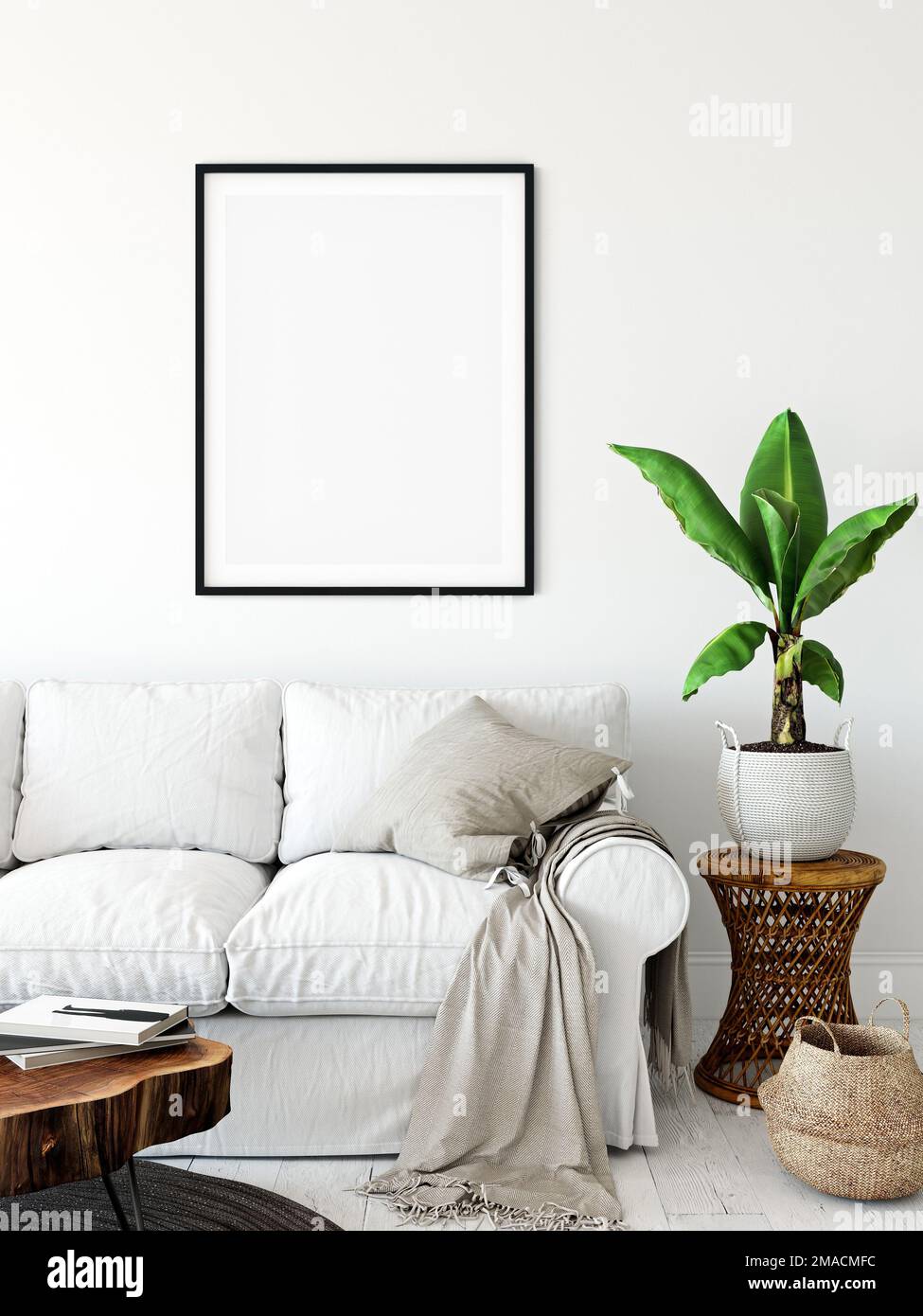 mockup from interior room with frame and background Stock Photo - Alamy