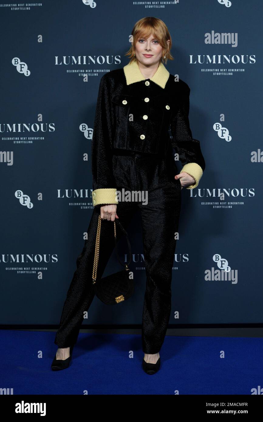 Emily Beecham poses for photographers on arrival at the 'BFI Luminous ...