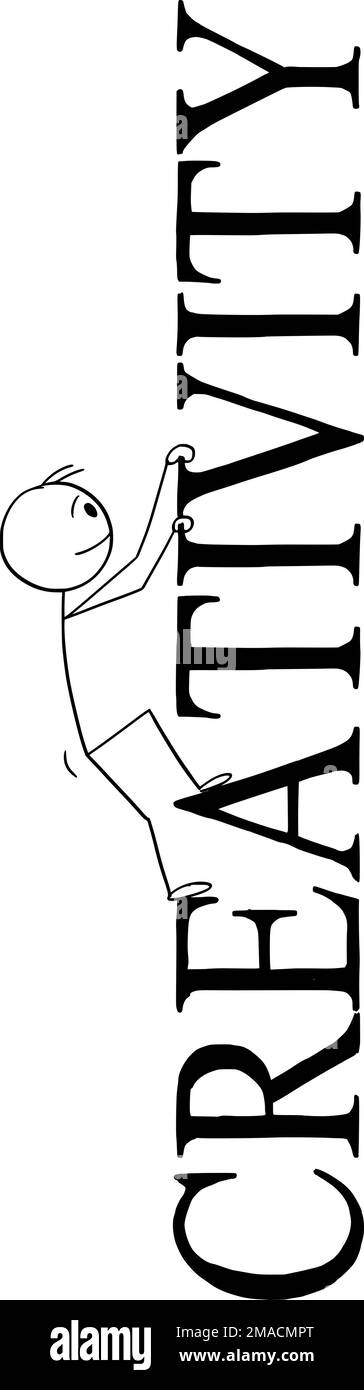 Person or Businessman Climbing on Creativity World, Vector Cartoon ...