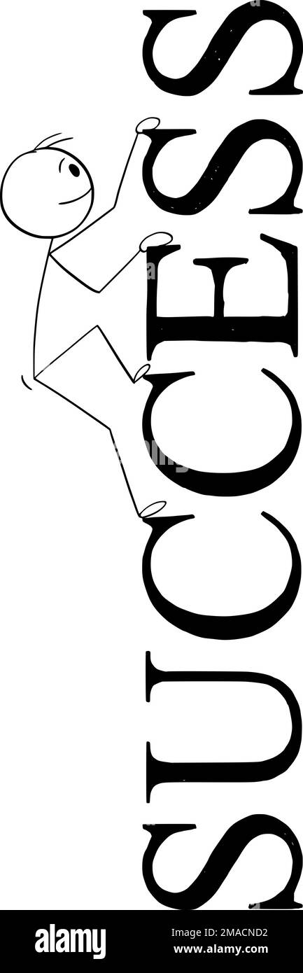 Person or Businessman Climbing for Success , Vector Cartoon Stick ...