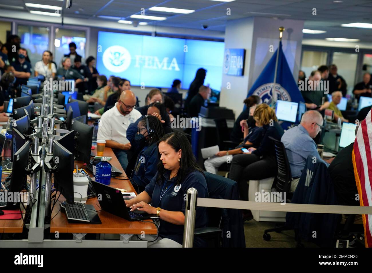 People work at FEMA headquarters, Thursday, Sept. 29, 2022, in ...