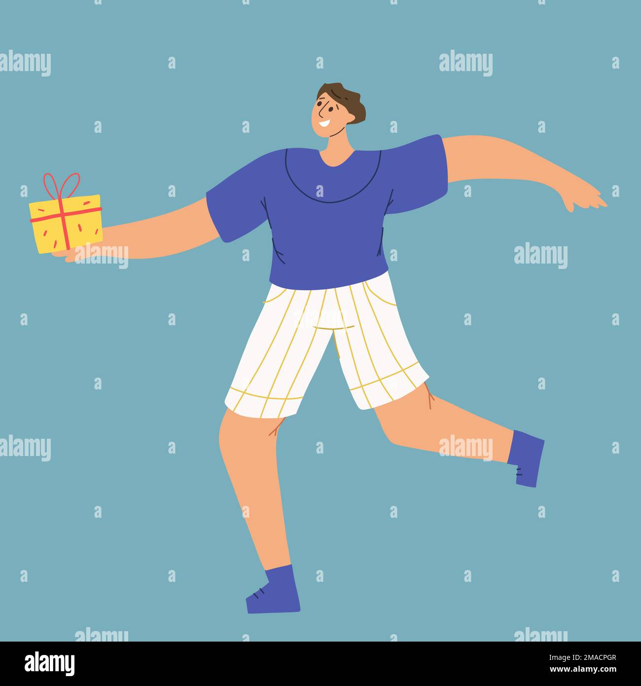 Young woman giving gift friend Stock Vector Images - Alamy